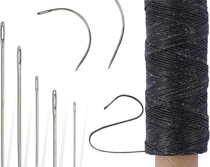 55yards Waxed Thread With 7 Pcs Leather Needles for Hand Sewing 150D ...
