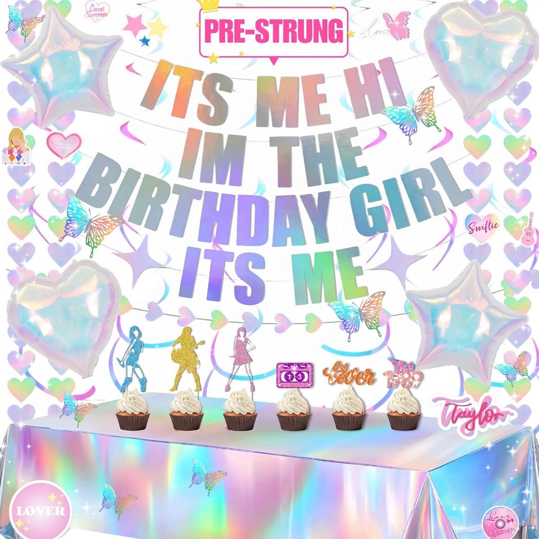 Taylor Birthday Decorations Pack for Swift Theme Party, Iridescent ...