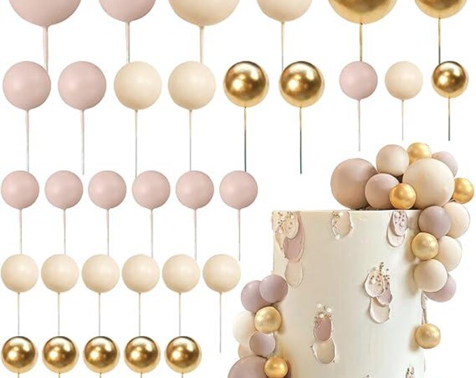 32 PCS Ball Cake Picks Colorful Ball Shaped Cake Toppe Pearl Balls ...