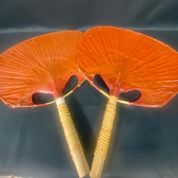 Vintage Uchiwa Japanese Hand Fan Bamboo Handle Brown … - Gem