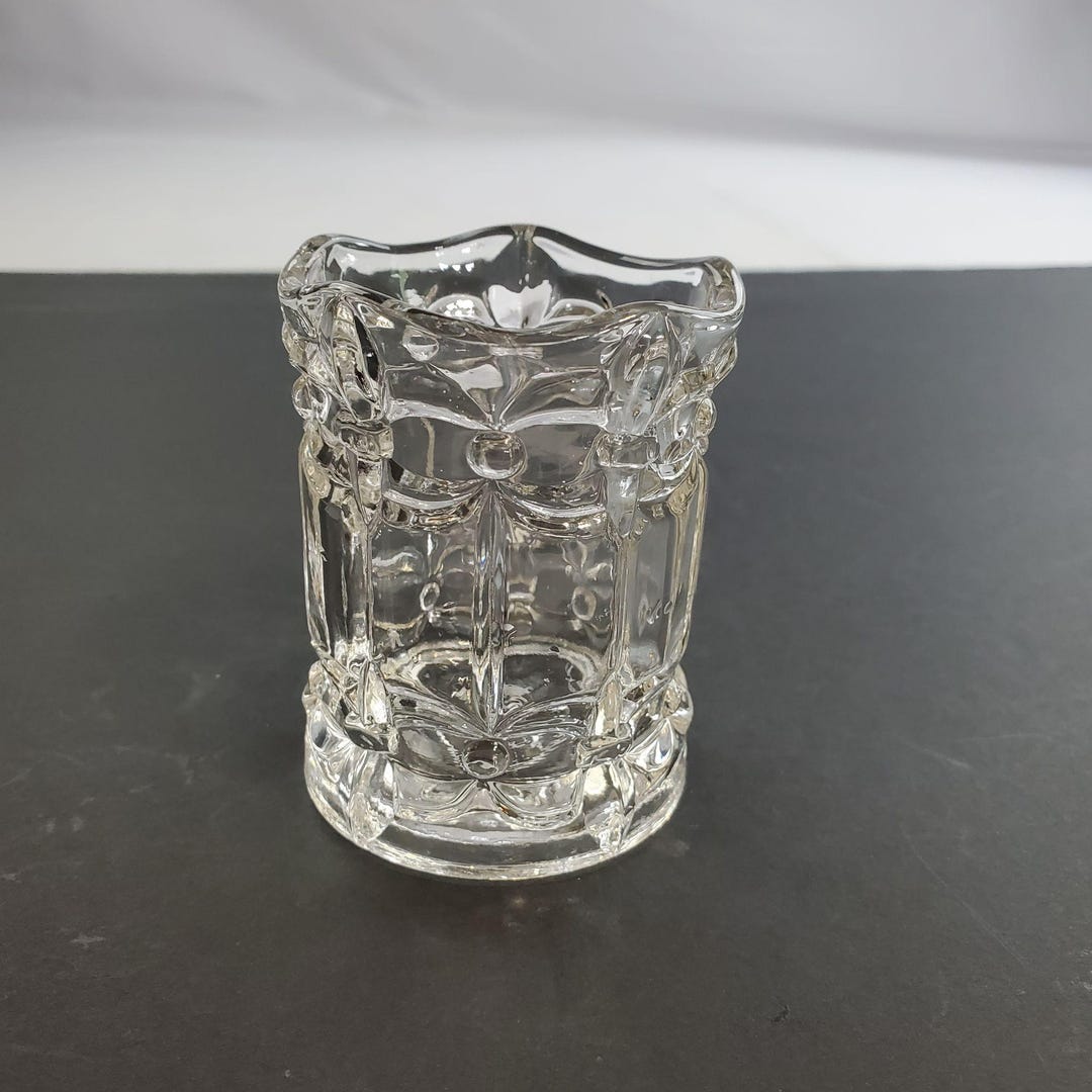 Vintage Clear Cut Glass Toothpick Holder X Bull's Eye Pattern ...
