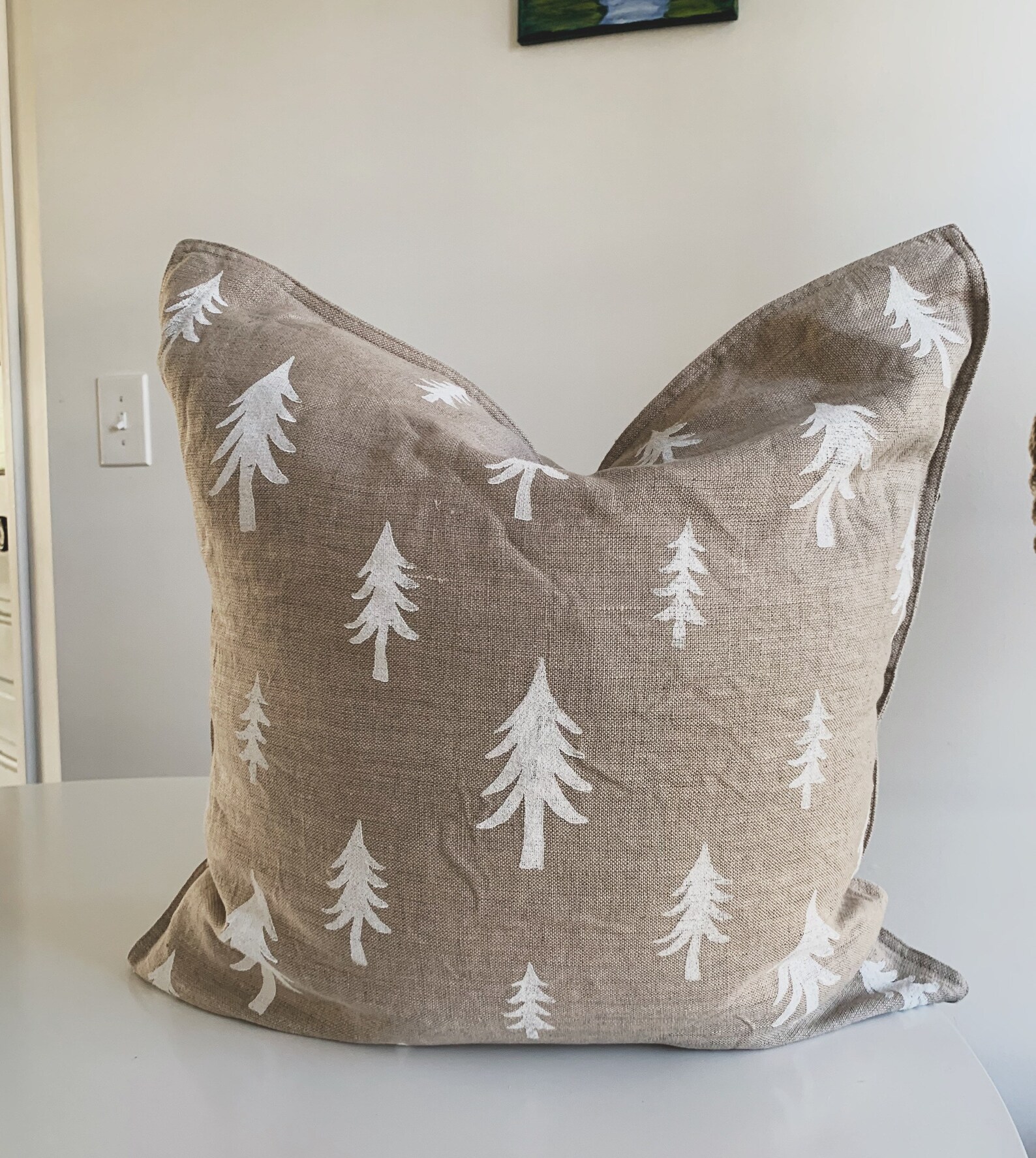 Trees on Sandy Beige Linen Pillow Cover Approx - Etsy