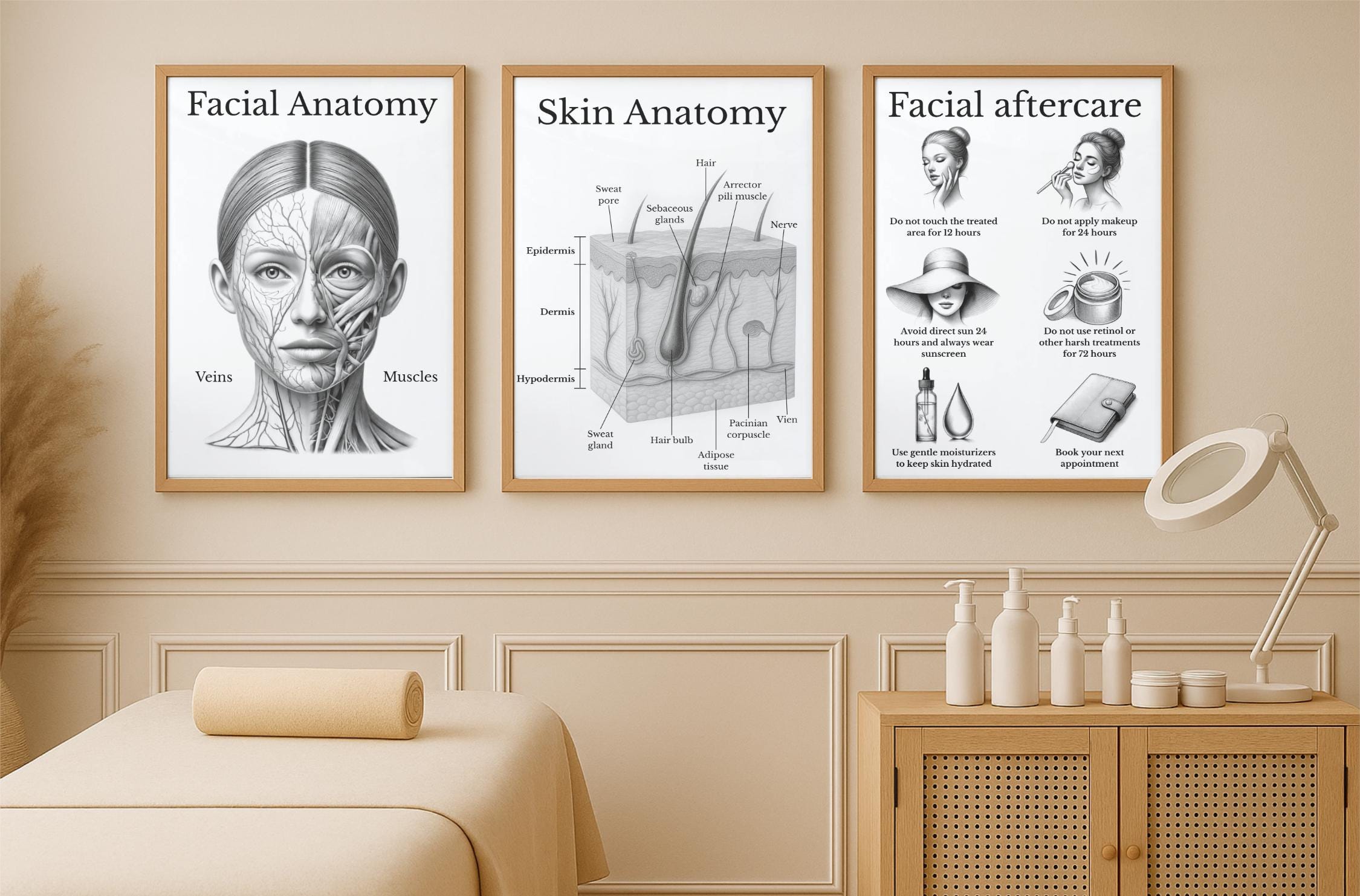 Facial Anatomy Printable Poster Set | A3 PDF Wall Art | Beauty Salon ...