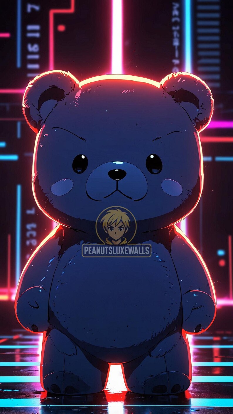 Neon Glow Teddy Bear Wallpaper Bundle | 8K PNG Phone & Desktop ...