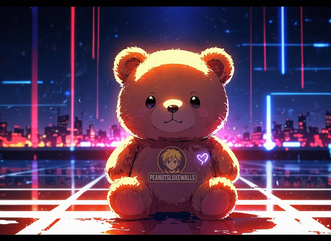 Neon Glow Teddy Bear Wallpaper Bundle | 8K PNG Phone & Desktop ...