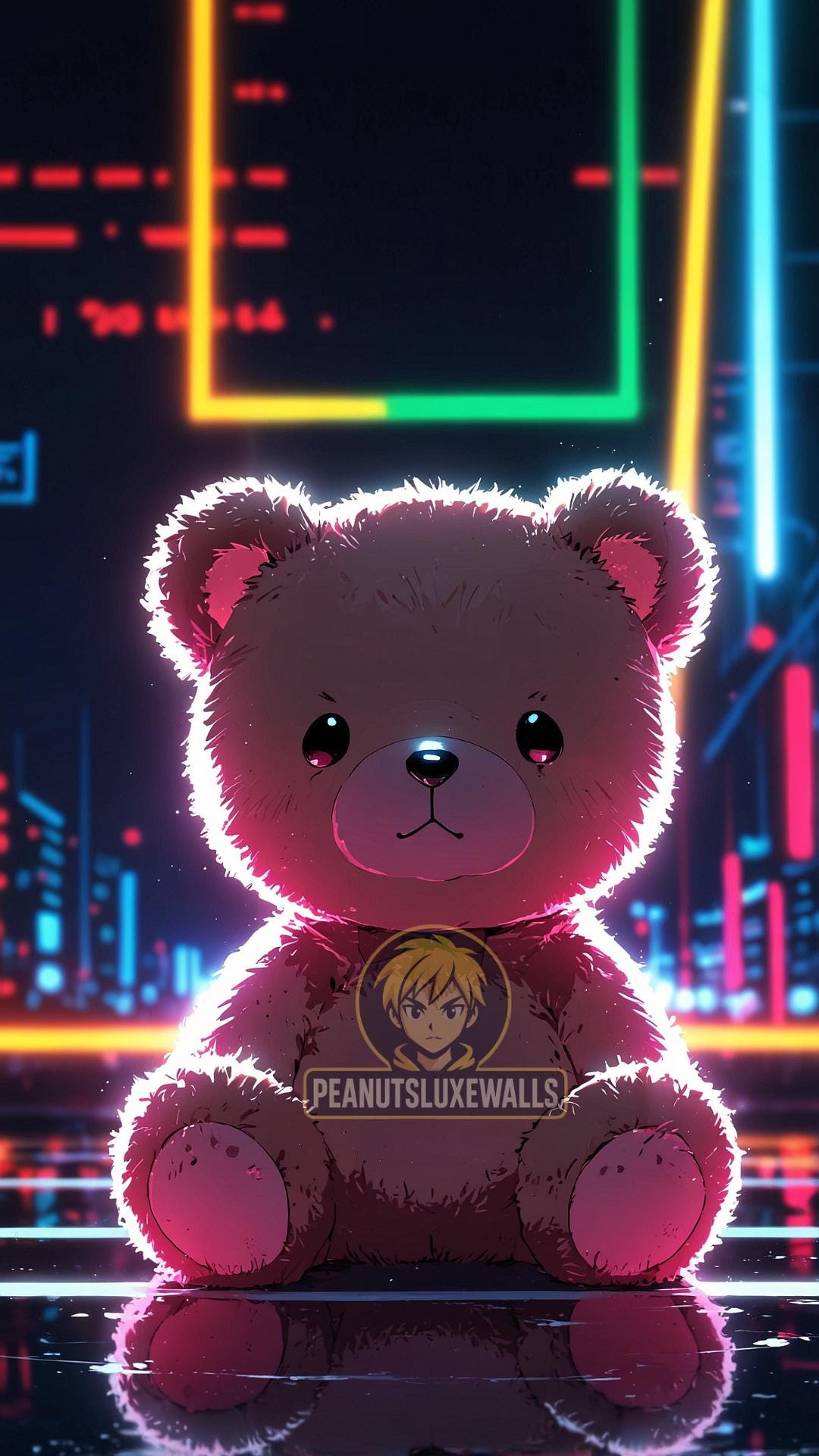 Neon Glow Teddy Bear Wallpaper Bundle | 8K PNG Phone & Desktop ...