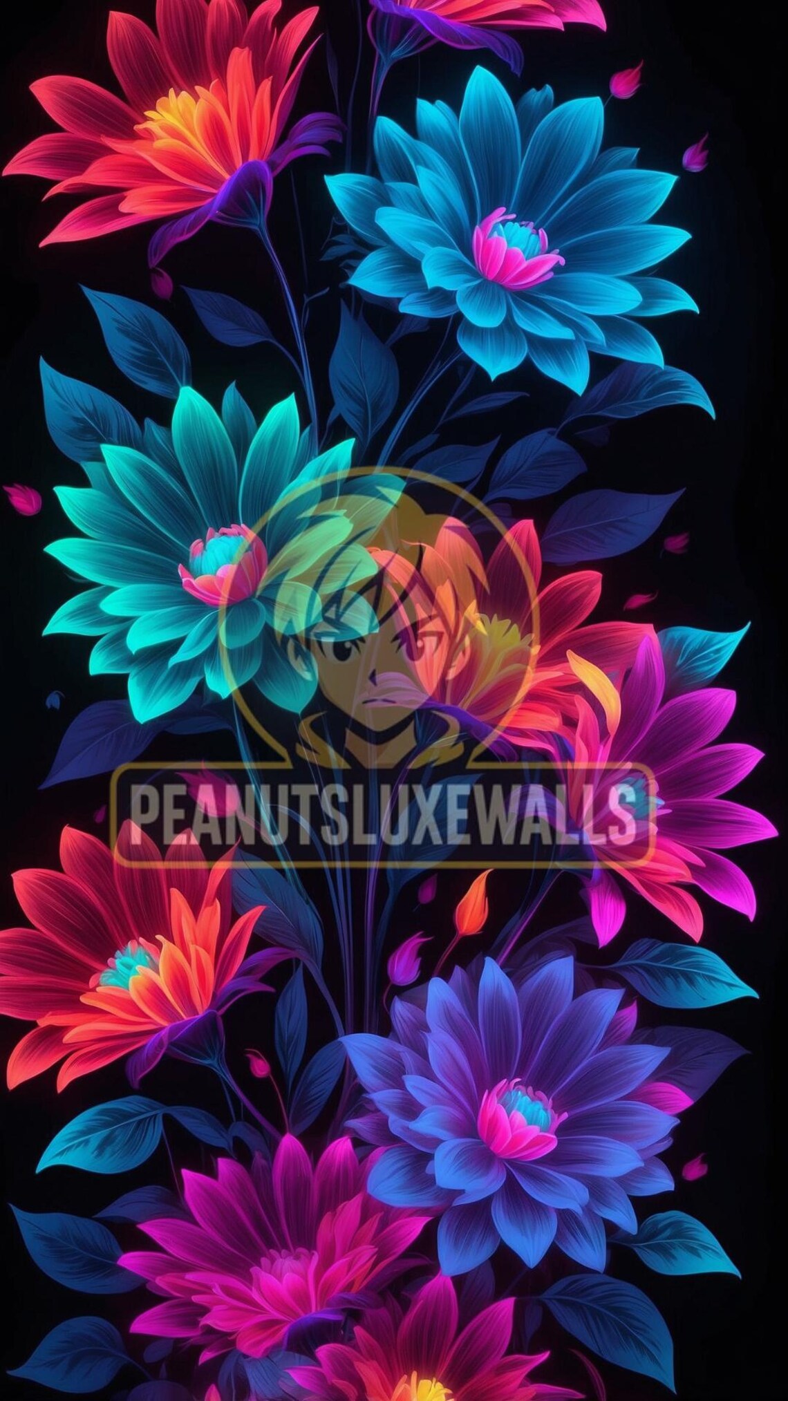 Vibrant Neon Flower Wallpapers – 4K Digital Bundle of 5 Pngs for Phone ...
