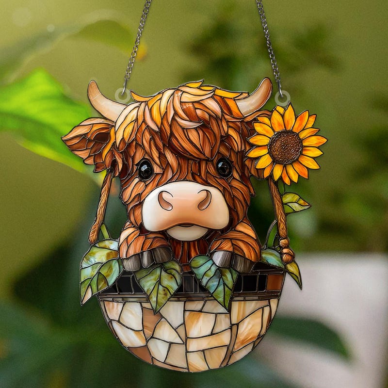 Stained Glass Cow - Etsy