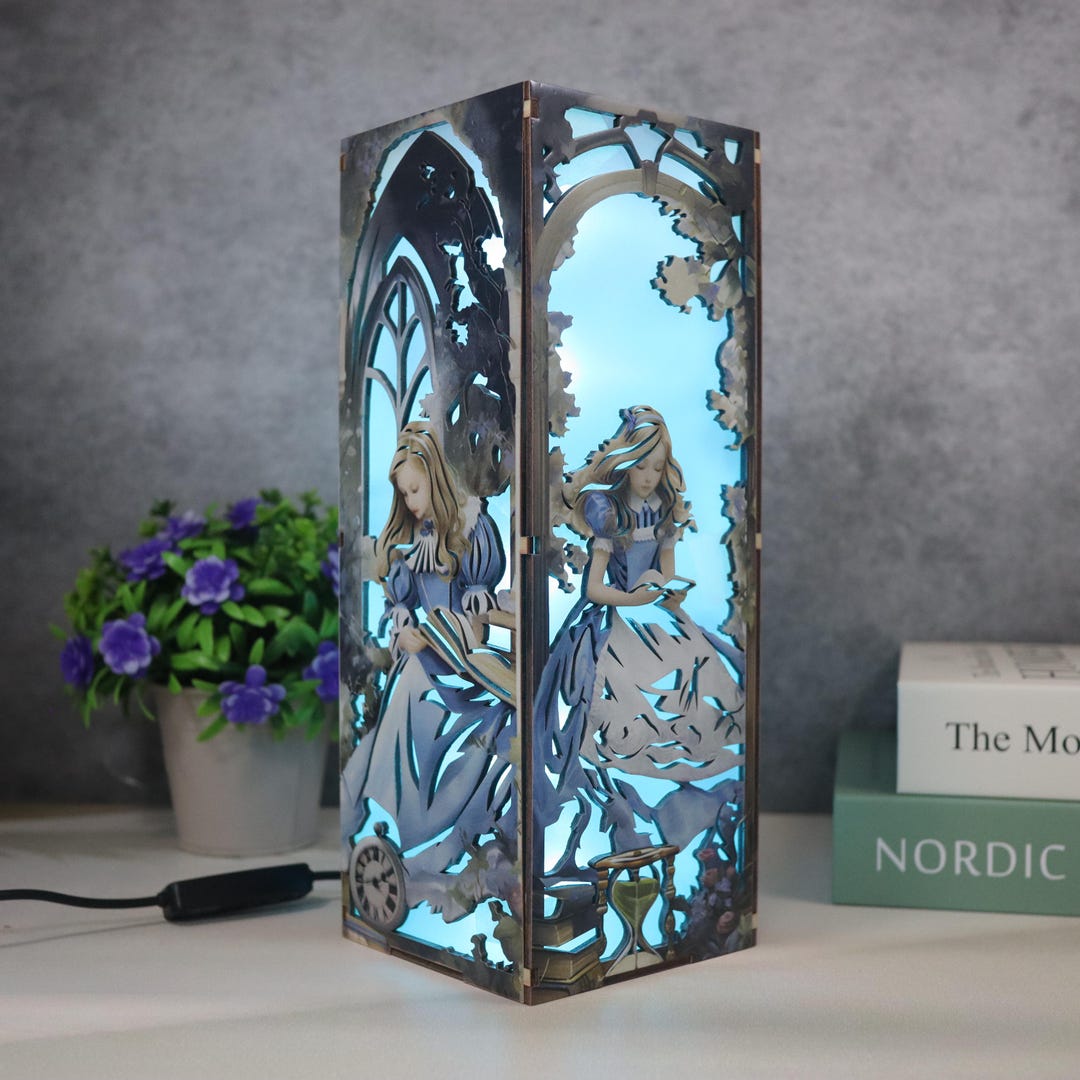 Enchanted Forest Wooden Light Box, Whimsical Night Light Lamp, Laser ...