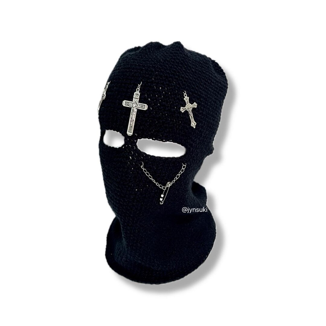 Crochet Streetwear Mask – Drill Fashion Face Cover With Cross Detail ...