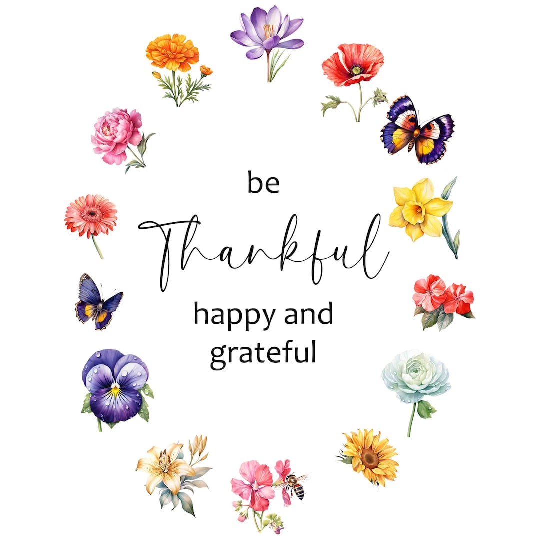 Wildflowers | Be Thankful PNG | PNG for Sublimation | Instant Download ...