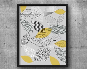 Modern Art Prints Minimalist Art Print Fall Day Leaves | Etsy