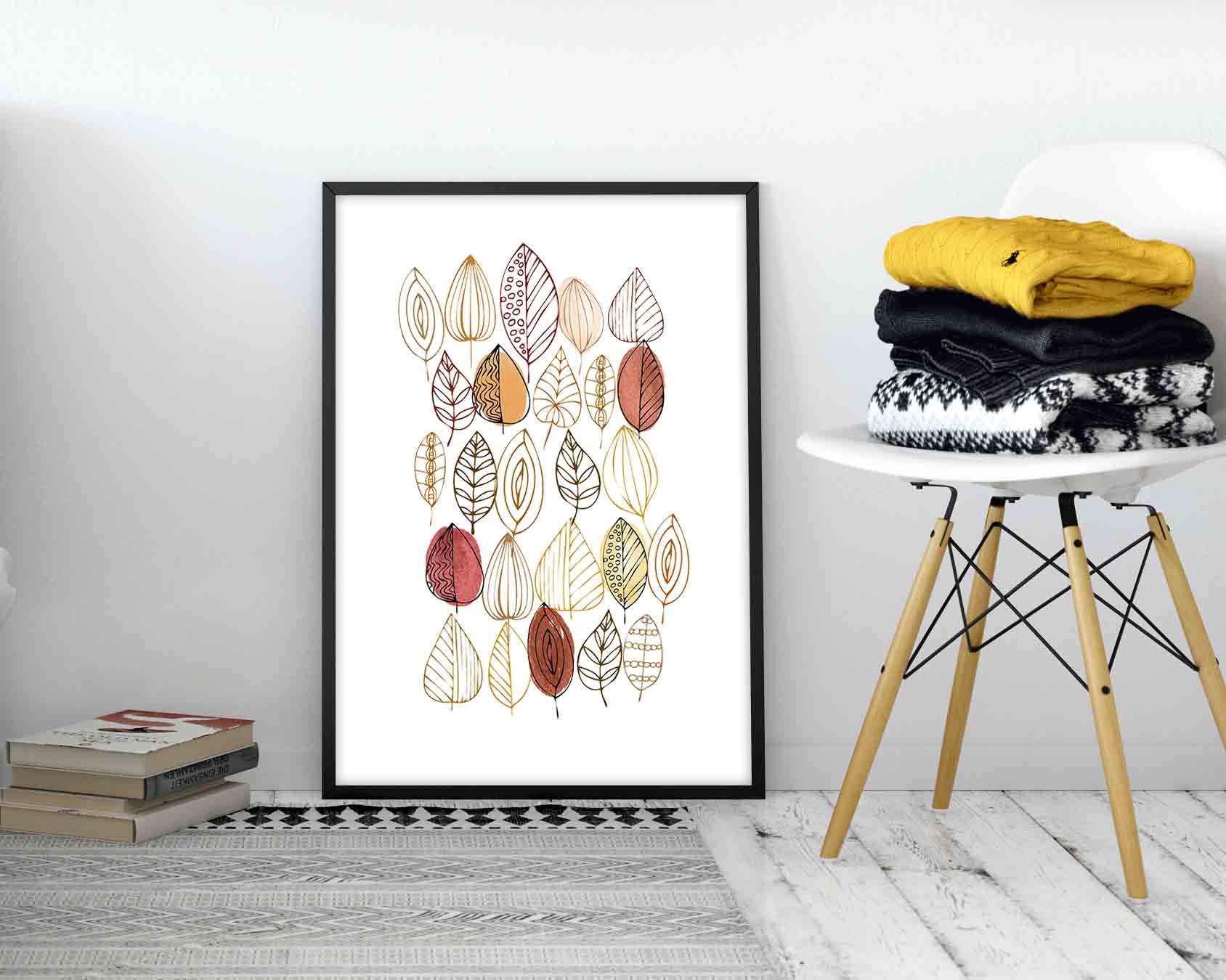 Modern Art Prints Minimalist Art Print Fall Day Leaves Wall Print ...