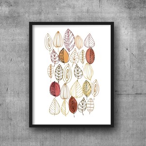 Modern Art Prints | Minimalist Art Print | Fall Day Leaves Wall Print ...