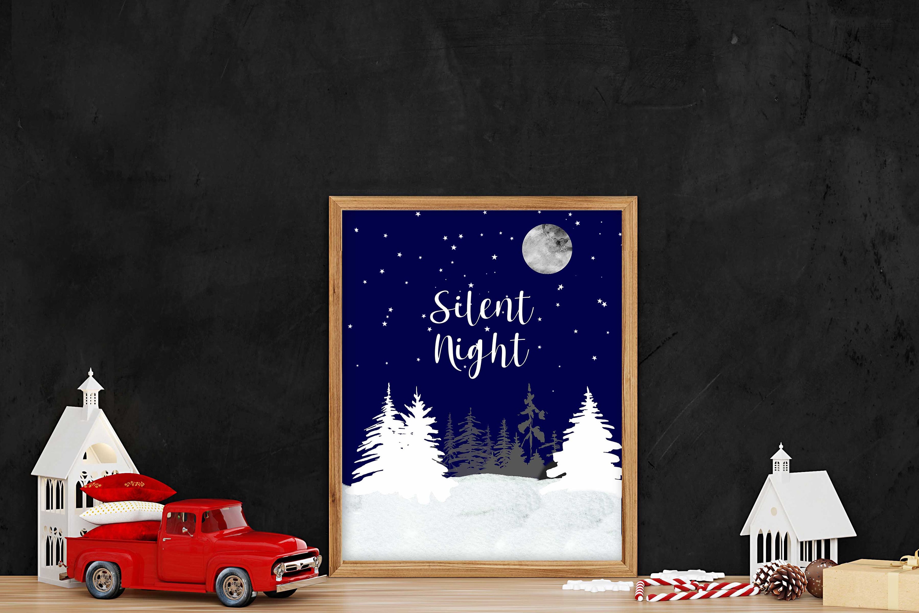 SILENT NIGHT Printable Wall Art Instant Download Seasonal - Etsy