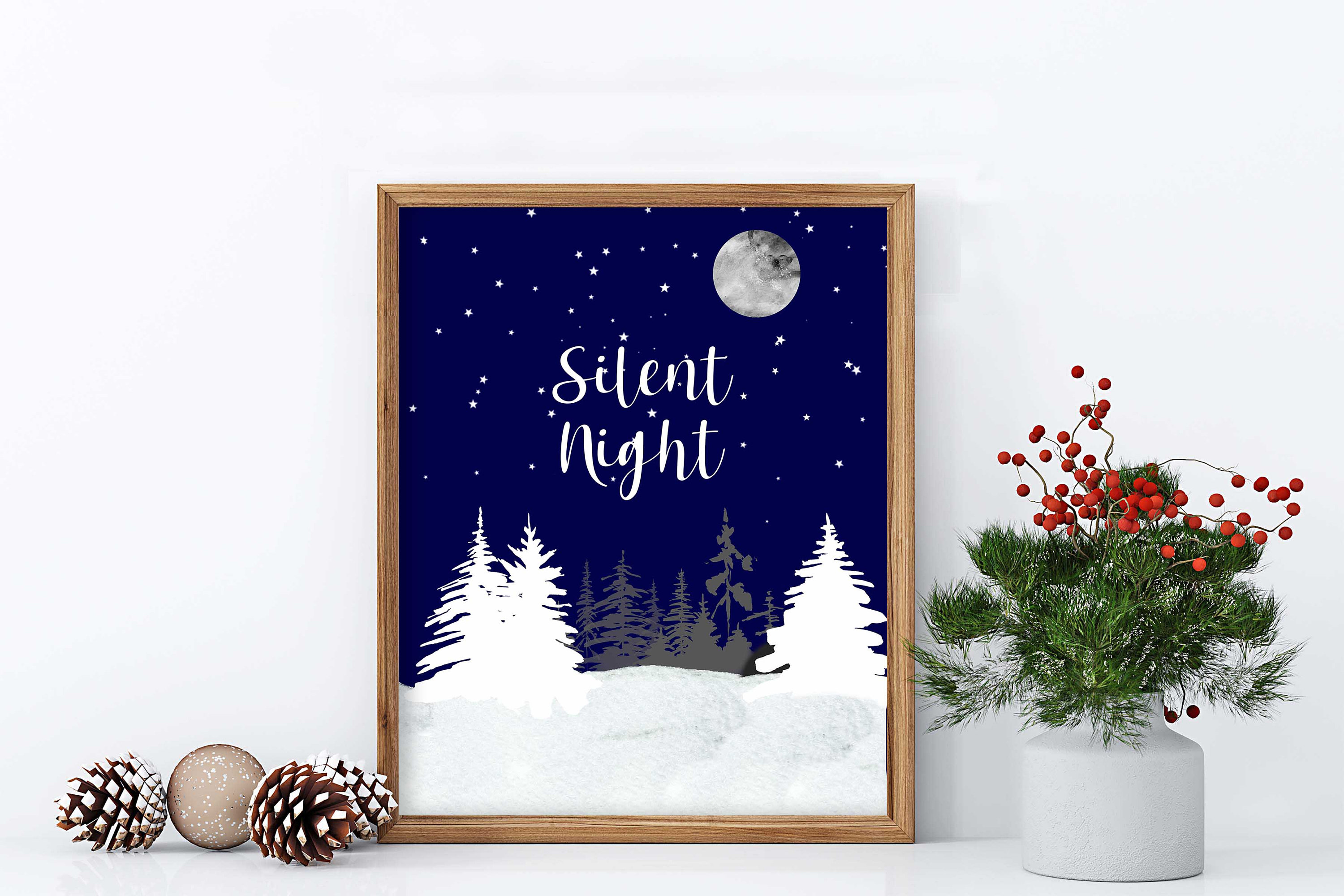 SILENT NIGHT Printable Wall Art Instant Download Seasonal - Etsy