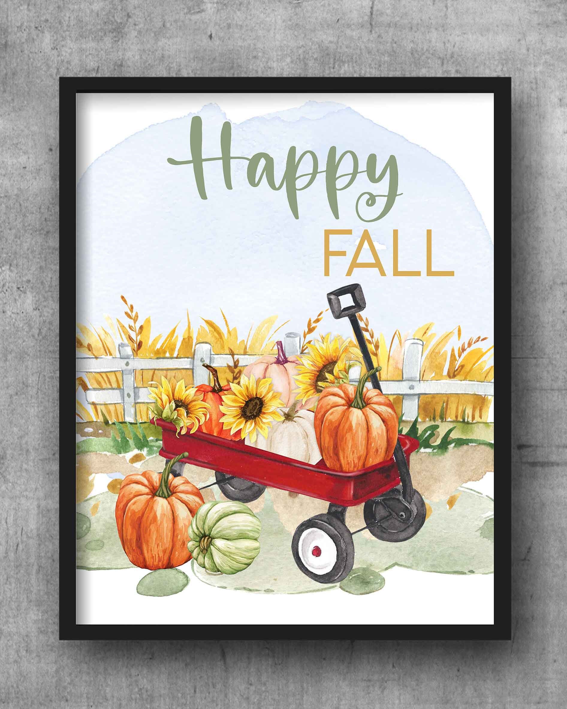 Happy Fall Printable Wall Art Instant Download Seasonal - Etsy