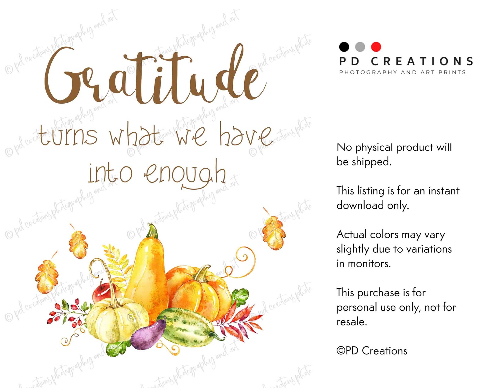 Gratitude Printable Wall Art Instant Download Seasonal Printables ...