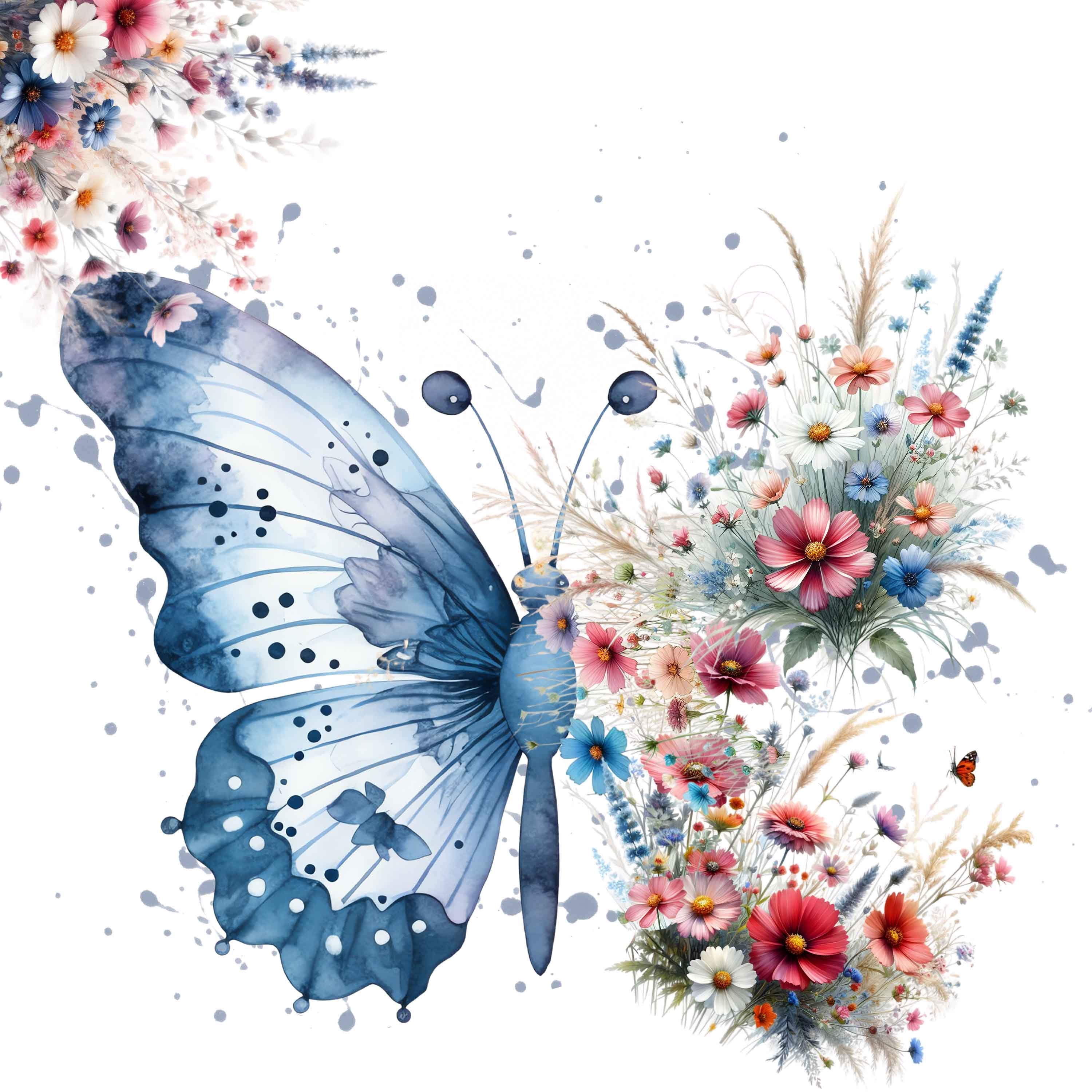 Half Butterfly Half Flowers PNG PNG for Sublimation Instant Download - Etsy