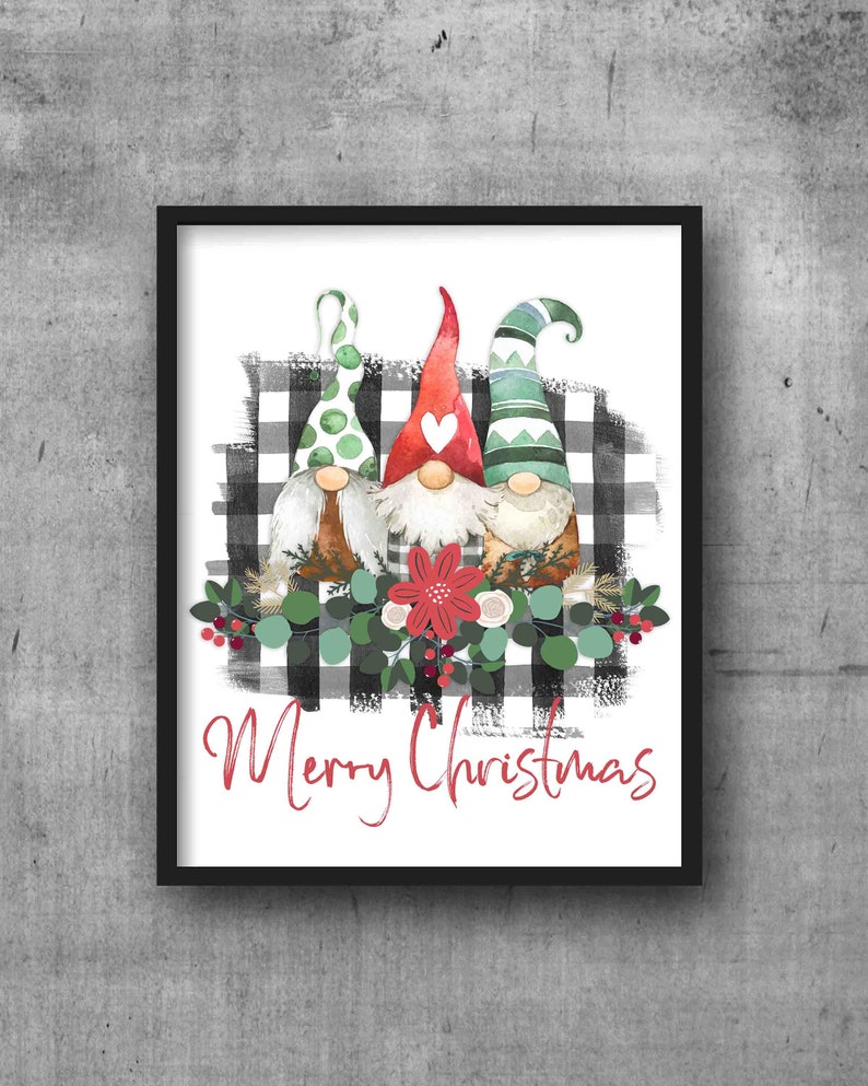 MERRY CHRISTMAS GNOMES Printable Wall Art Instant Download - Etsy