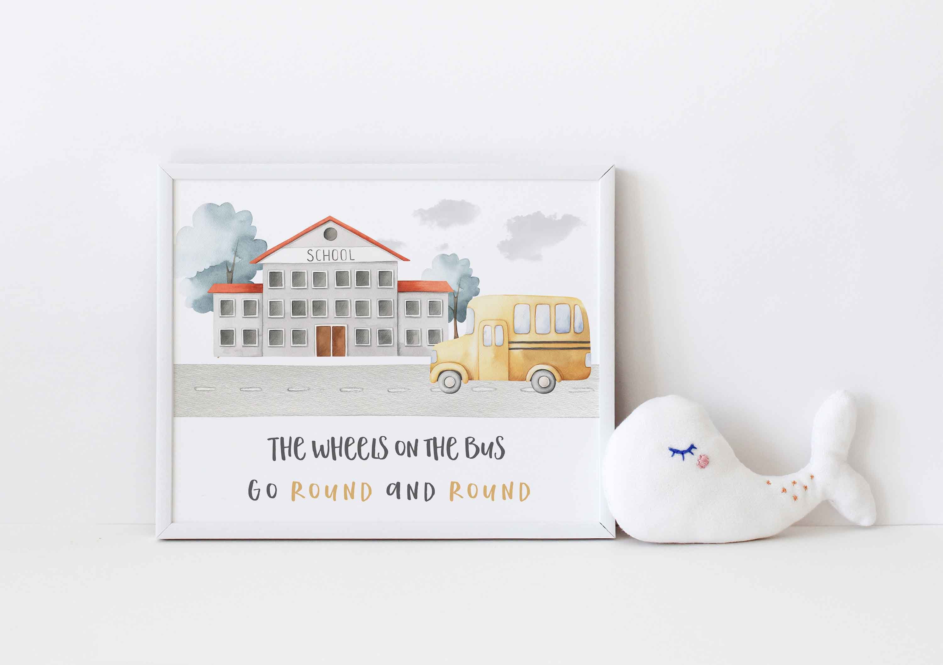 Wheels on the Bus Nursery Wall Art Modern Wall Art Printable Wall Art ...