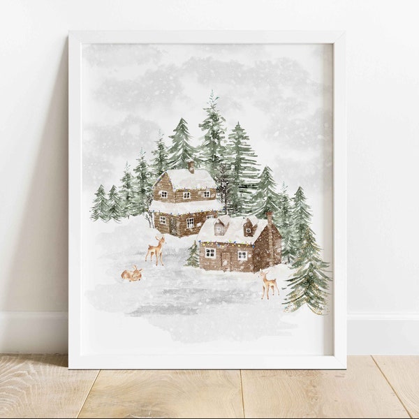 Winter Scene Printable Wall Art - Etsy