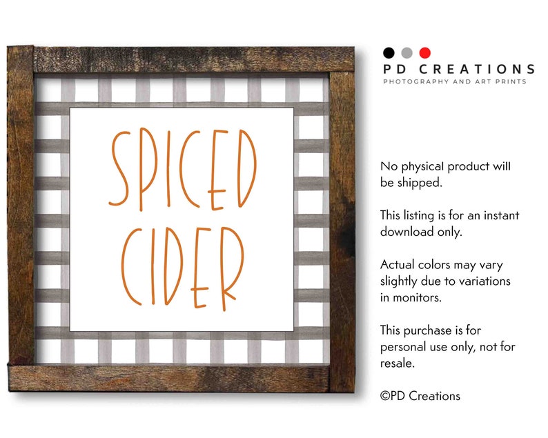 SPICED CIDER Printable Wall Art Instant Download Seasonal Printable ...