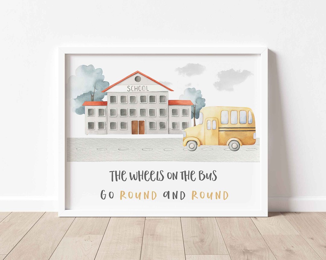 Wheels on the Bus Nursery Wall Art Modern Wall Art Printable Wall Art ...