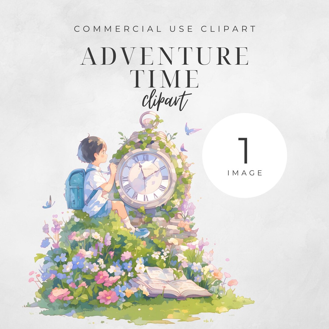 Boy and Clock Clipart, Adventure Clock PNG, Digital Sticker ...