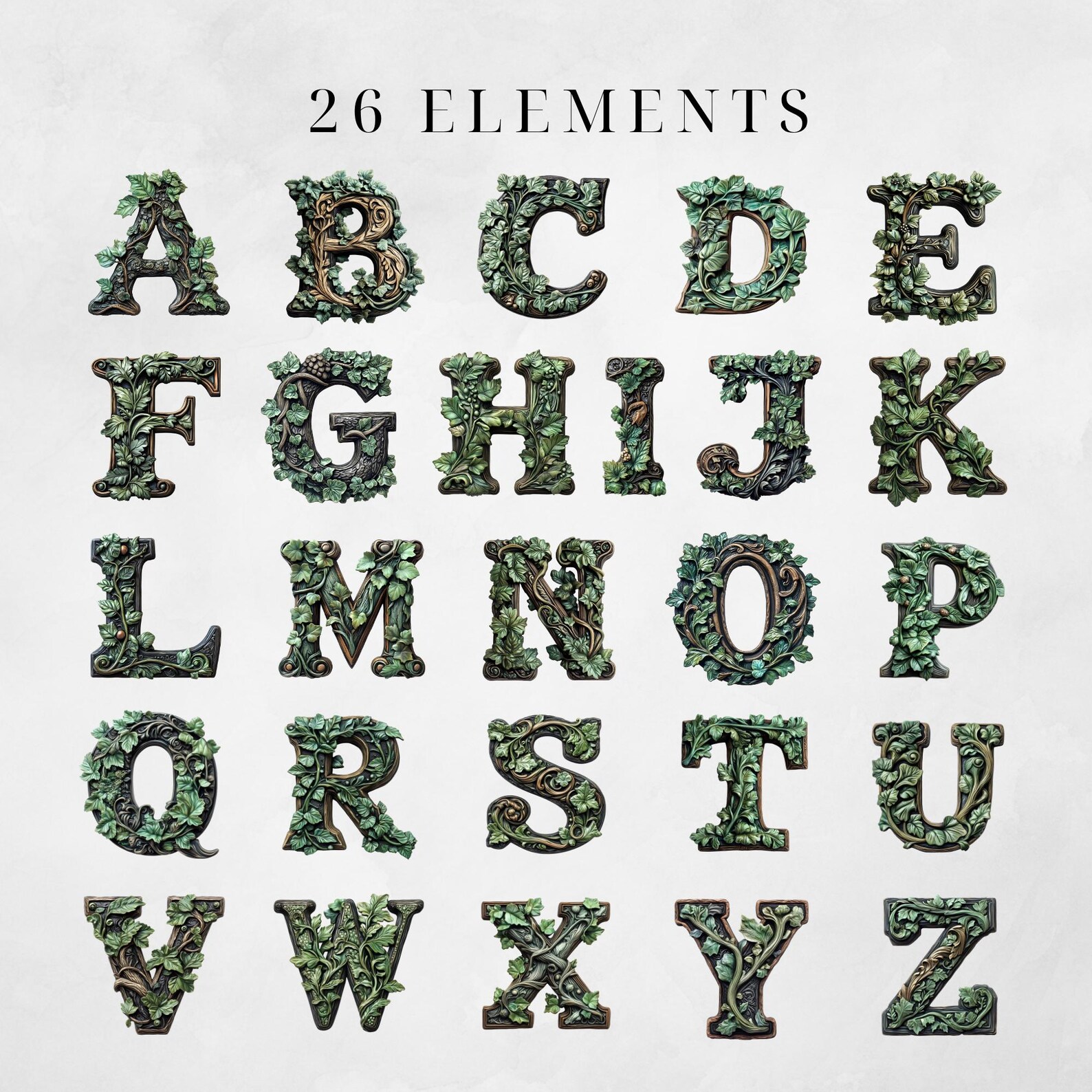 Forest Alphabet Letters Clipart, Commercial Use Pngs, A to Z ...