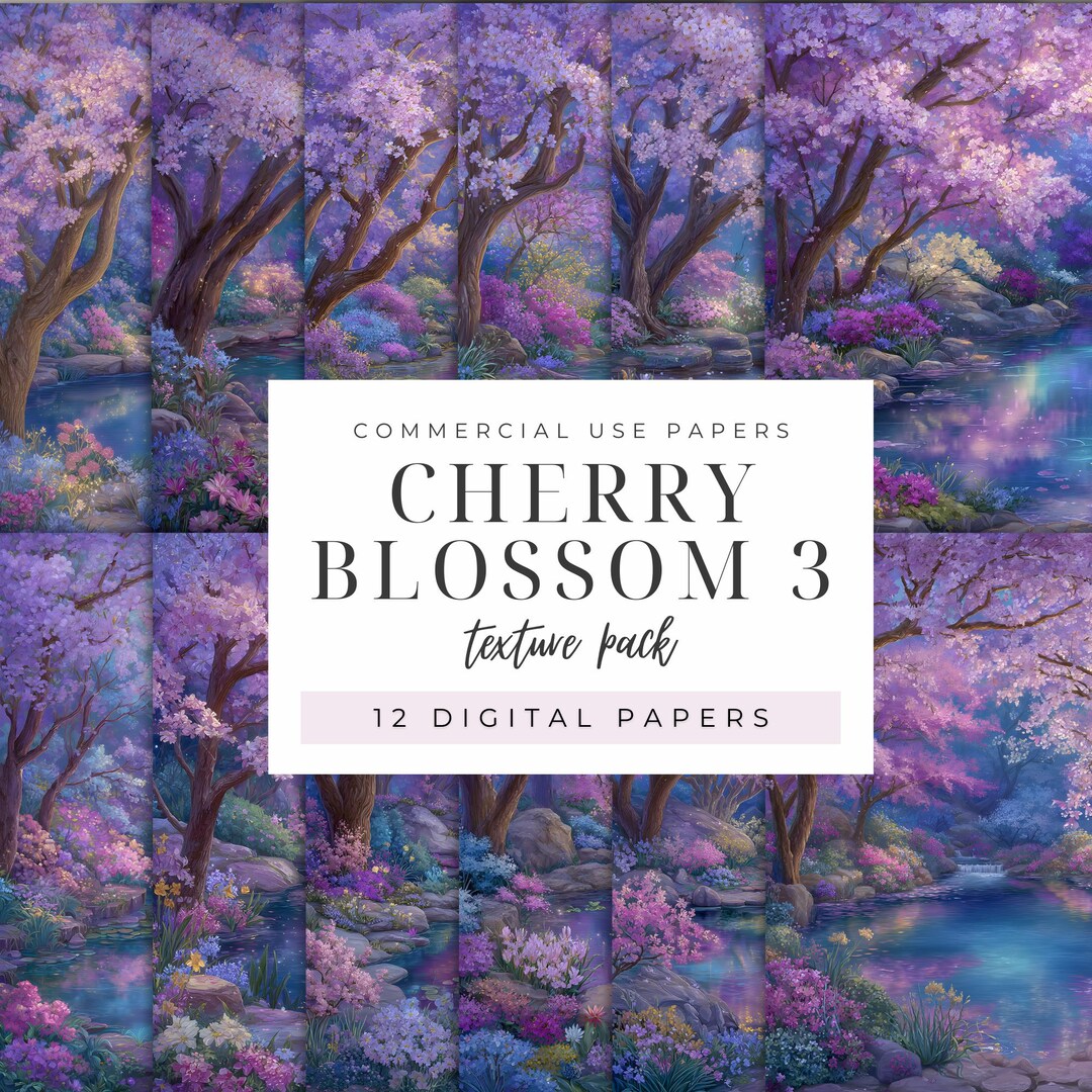 Cherry Blossom 3 Digital Papers, Sakura Floral Patterns, Scrapbook ...