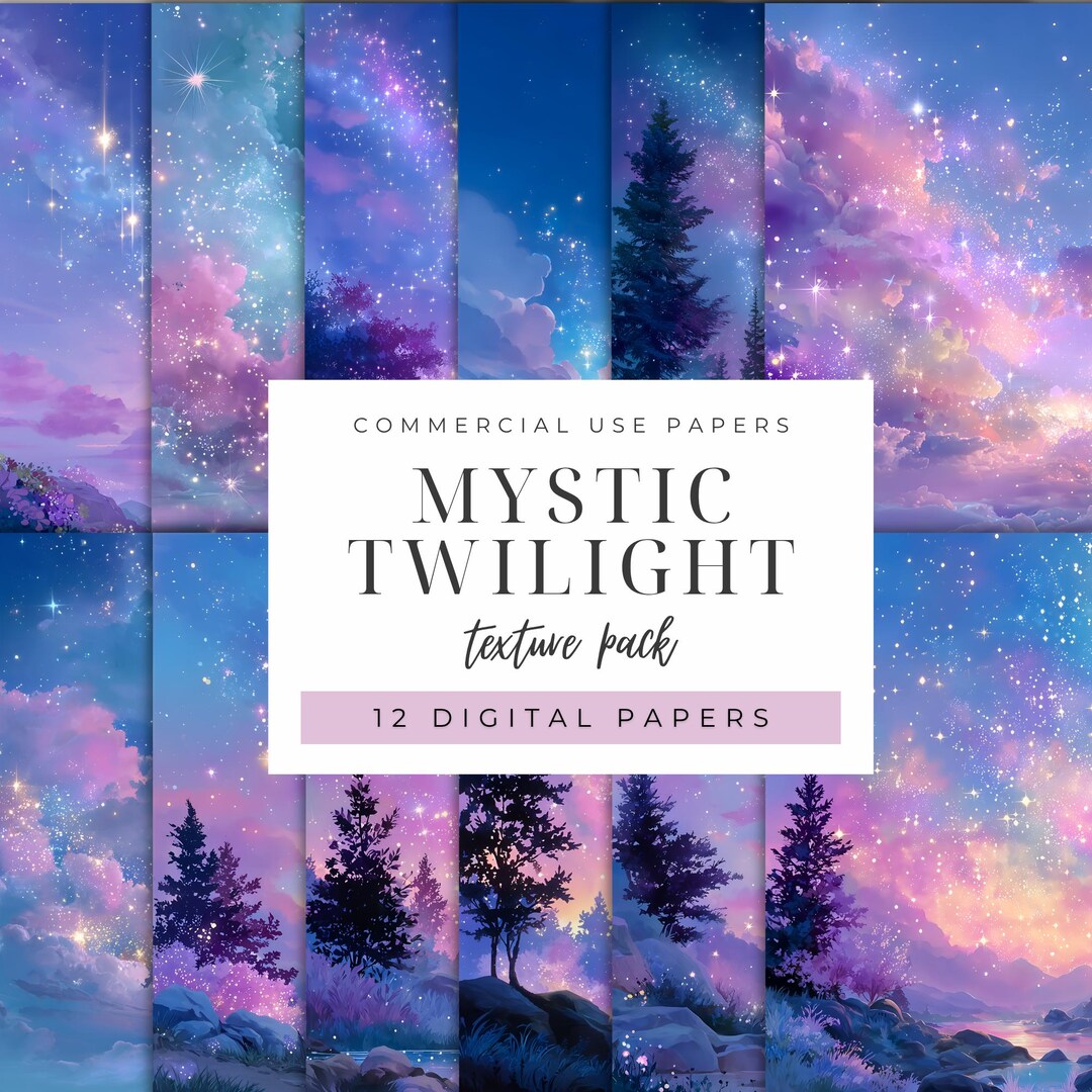 Mystic Twilight Digital Paper, Scrapbook Printable Pages for Planners ...