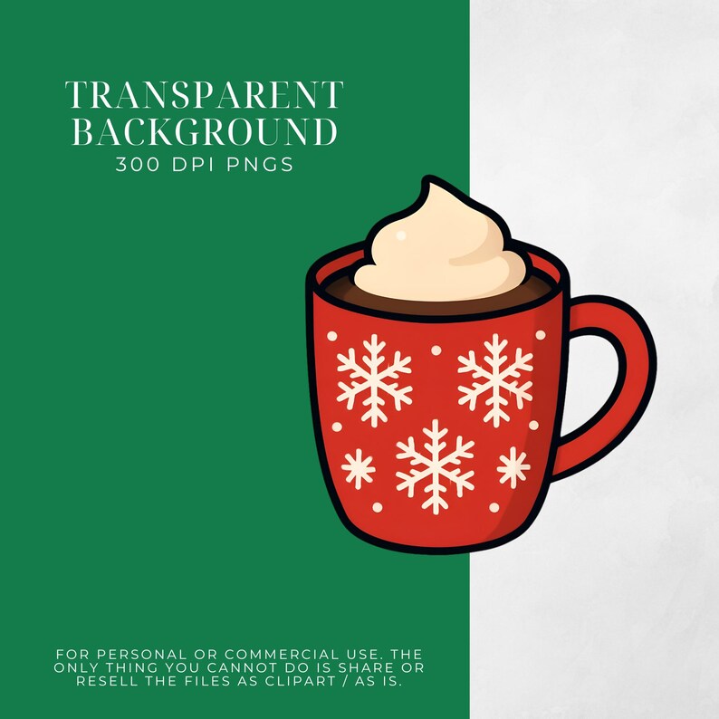Christmas Mugs Clipart – Cute Holiday Cocoa Cups, Santa & Gingerbread ...