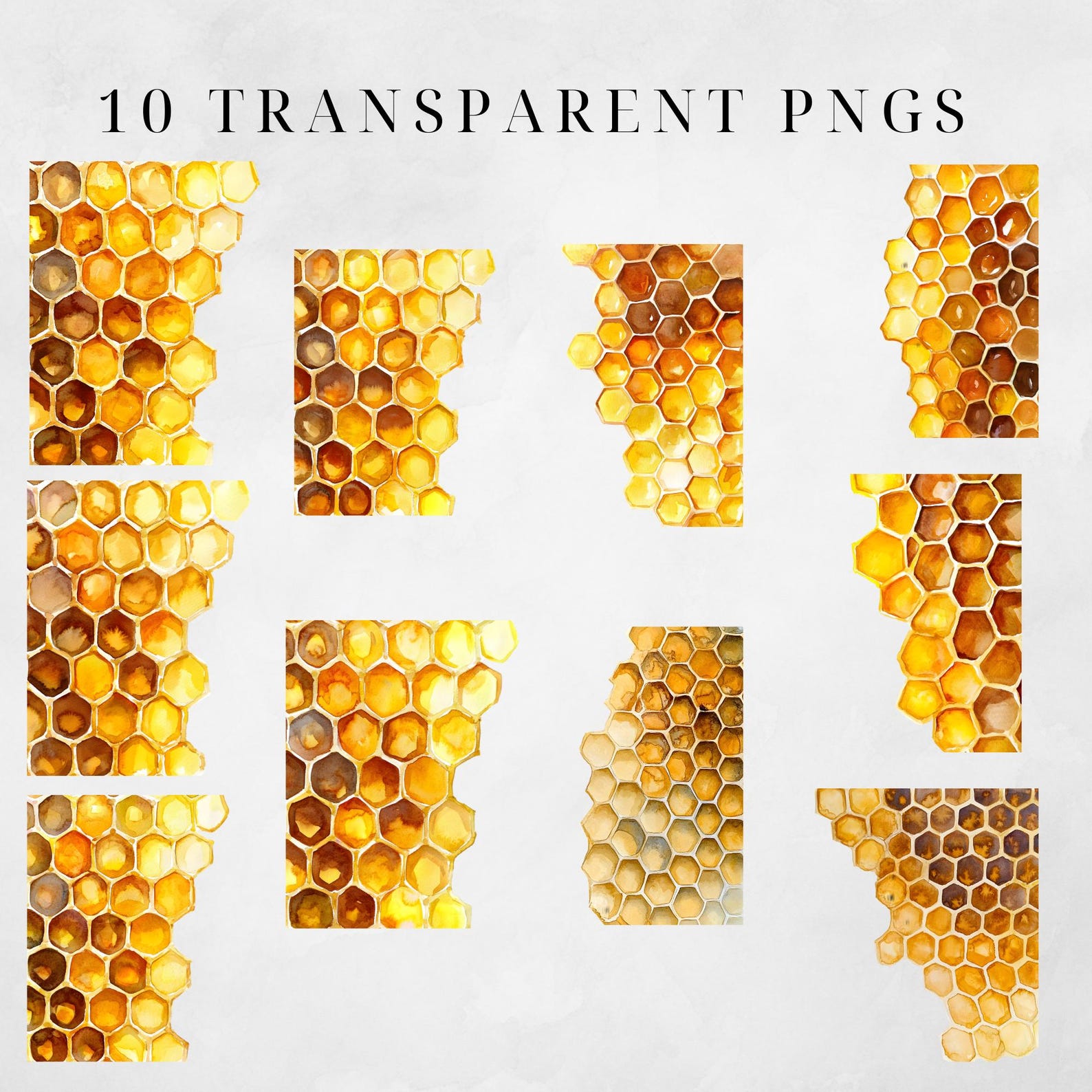 Honeycomb Borders Clipart Set – Golden Honeycomb Pngs for Scrapbooking ...