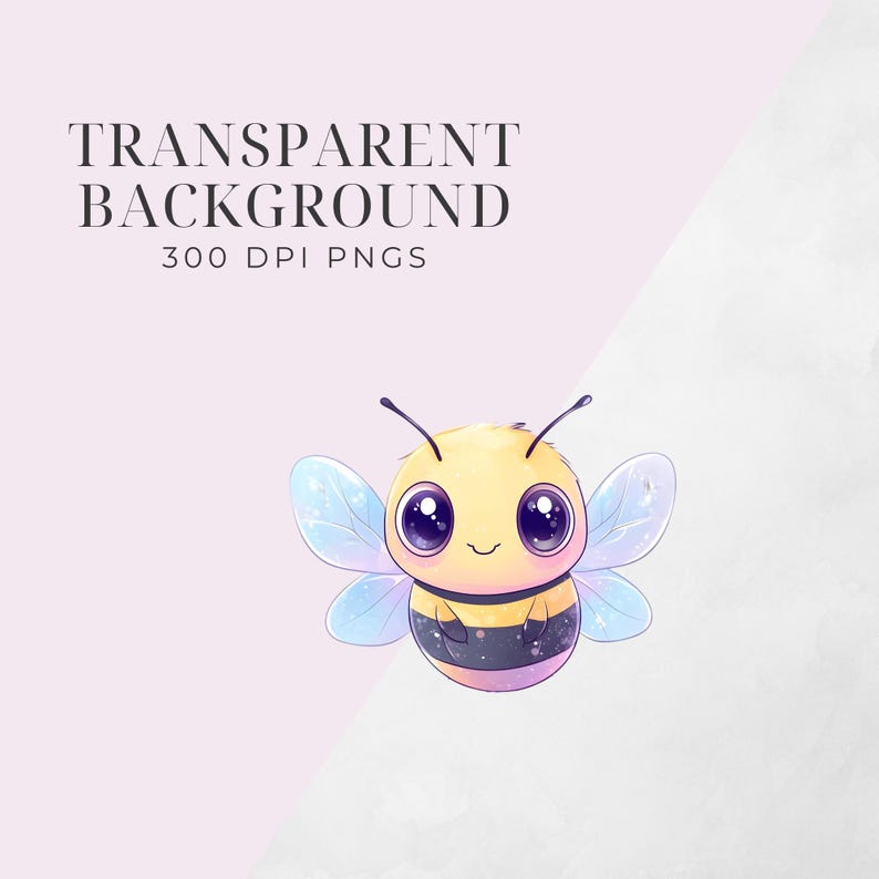 Kawaii Bee Clipart Pack – Cute Cartoon Bees With Flowers, Balloons, and ...