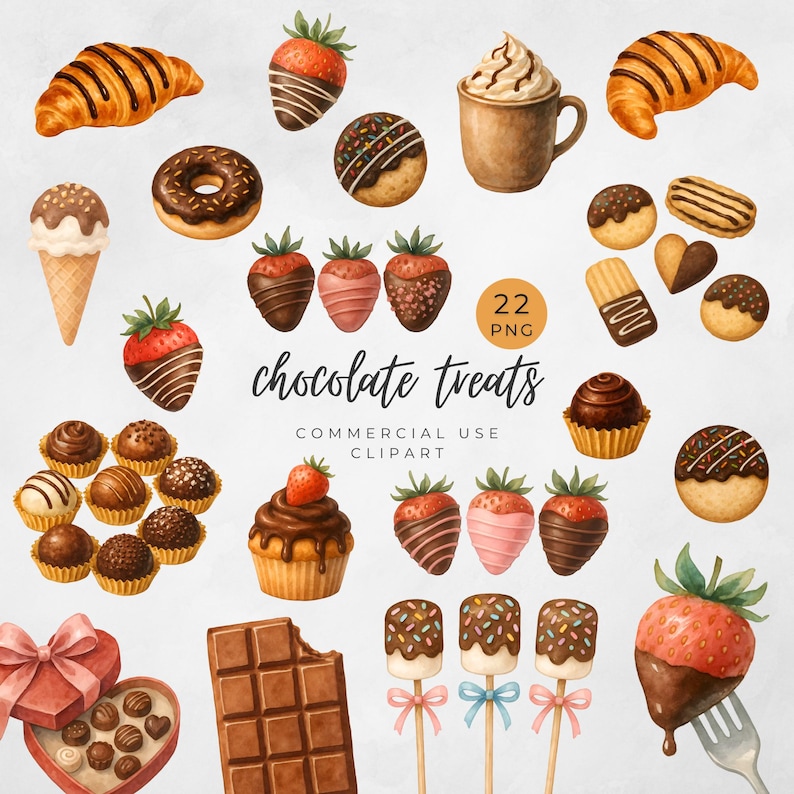 Chocolate Treats Clipart – Watercolor Sweets, Desserts, Truffles ...