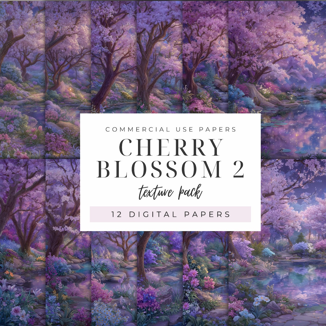 Cherry Blossom 2 Digital Papers, Sakura Floral Patterns, Scrapbook ...