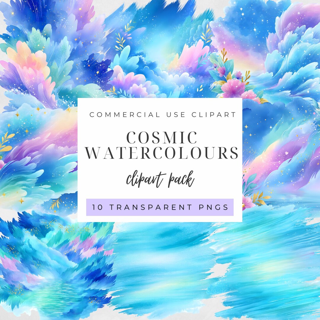 Cosmic Watercolours Clipart Set – Galaxy Sky and Abstract Paint Pngs ...