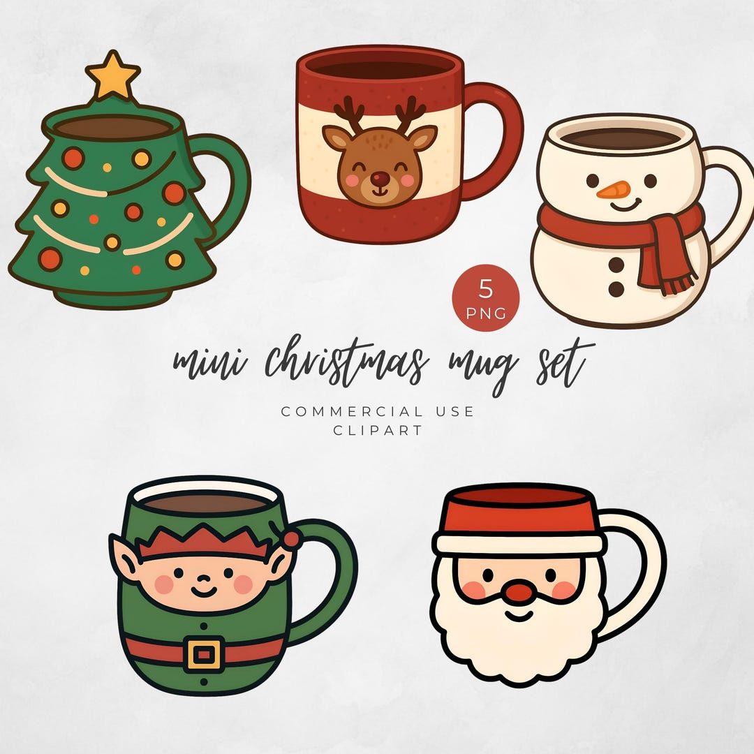 Christmas Mug Mini Clipart Set – Cute Holiday Cocoa Coffee Cup ...