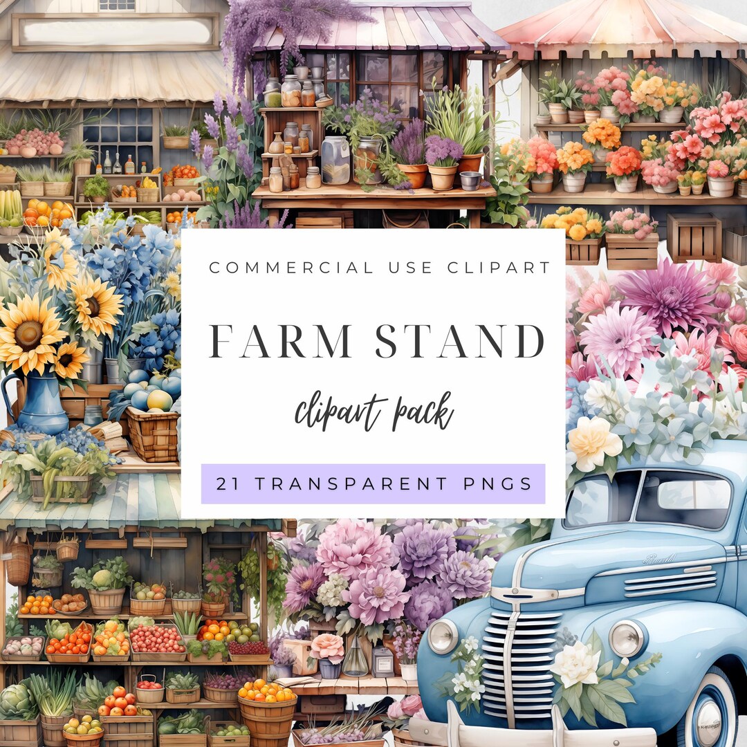 Farm Stand Clipart, Farmers Market Scrapbooking, Locally Grown Paper ...