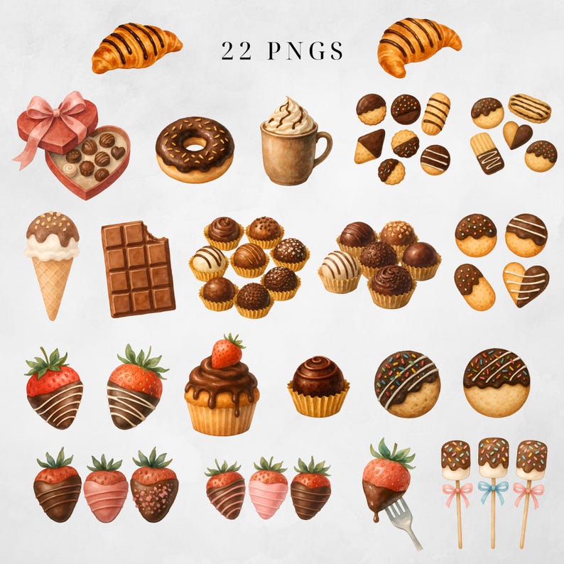 Chocolate Treats Clipart – Watercolor Sweets, Desserts, Truffles ...