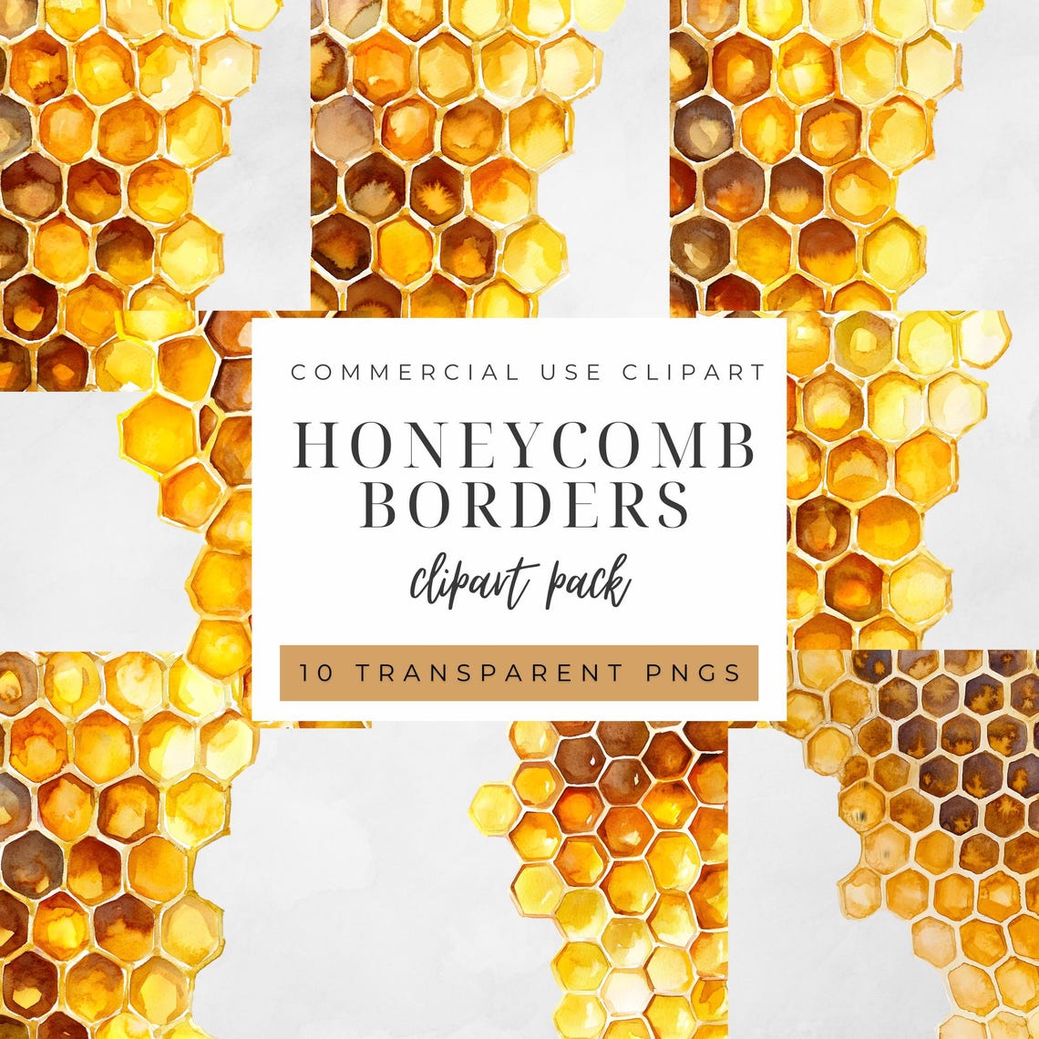 Honeycomb Borders Clipart Set – Golden Honeycomb Pngs for Scrapbooking ...