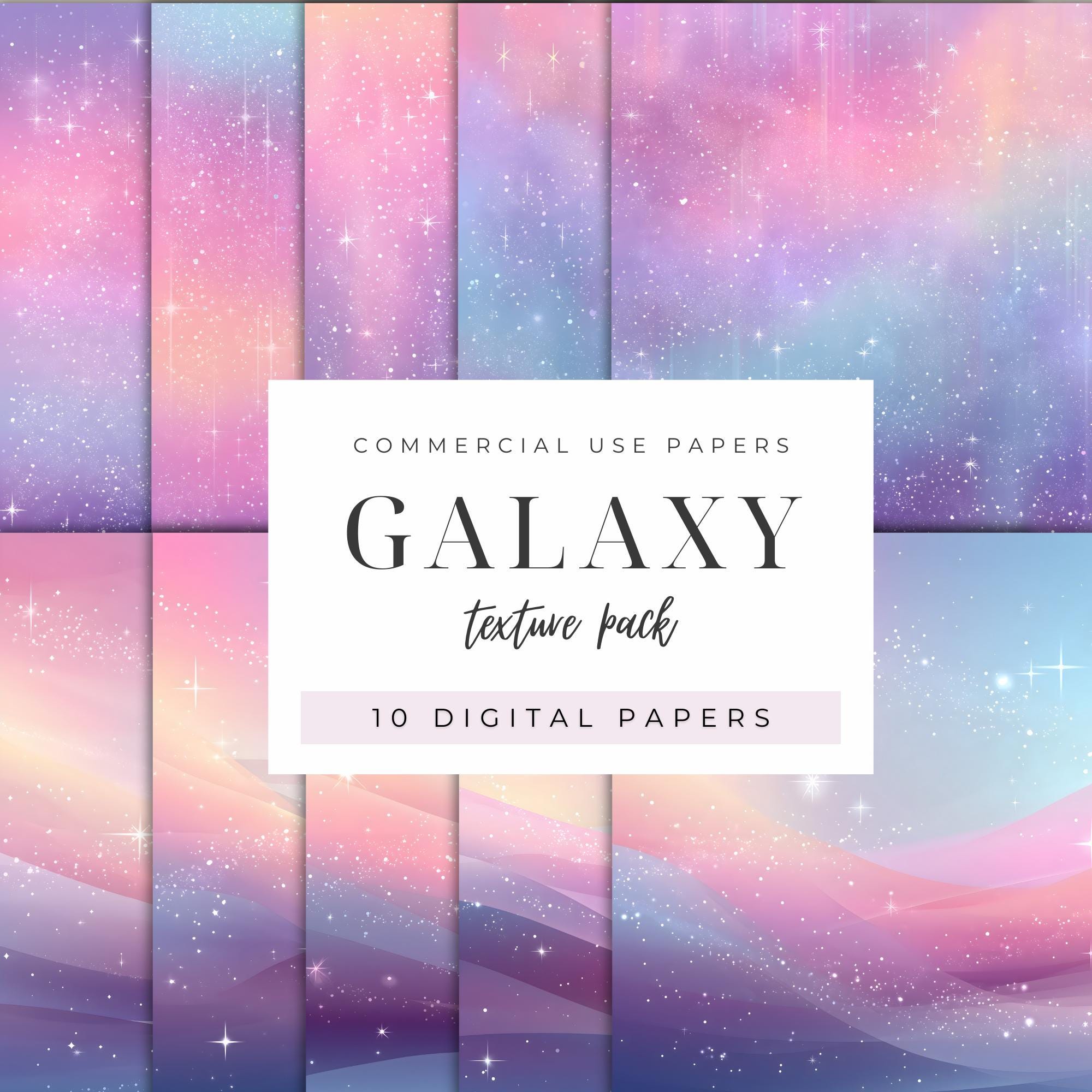 Galaxy Digital Paper, Cosmic Backgrounds, Scrapbook Textures, Starry ...