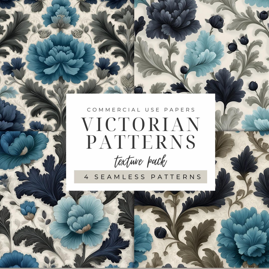 Victorian Floral Seamless Pattern Digital Papers for Commercial Use ...