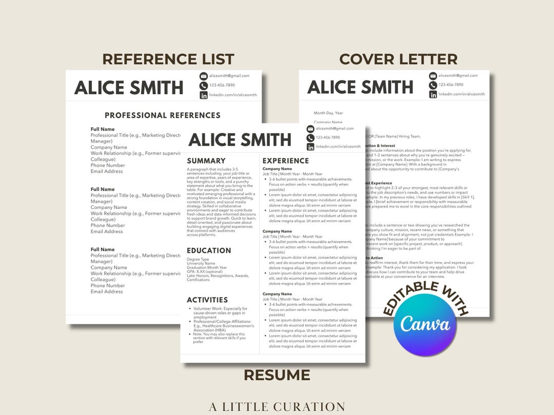Career Kickstart Bundle – Resume, Cover Letter & Reference List ...
