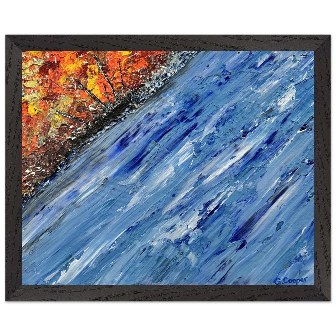 Brush & Tide Abstract – Coastal Ocean Wall Art, Modern Sunset Acrylic ...
