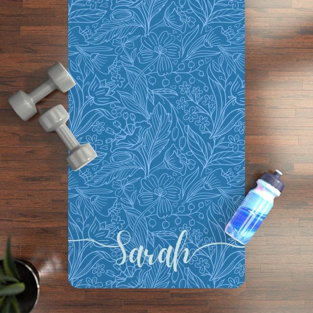Floral Vine Pattern Rubber Yoga Mat | Personalized Name Option - Etsy