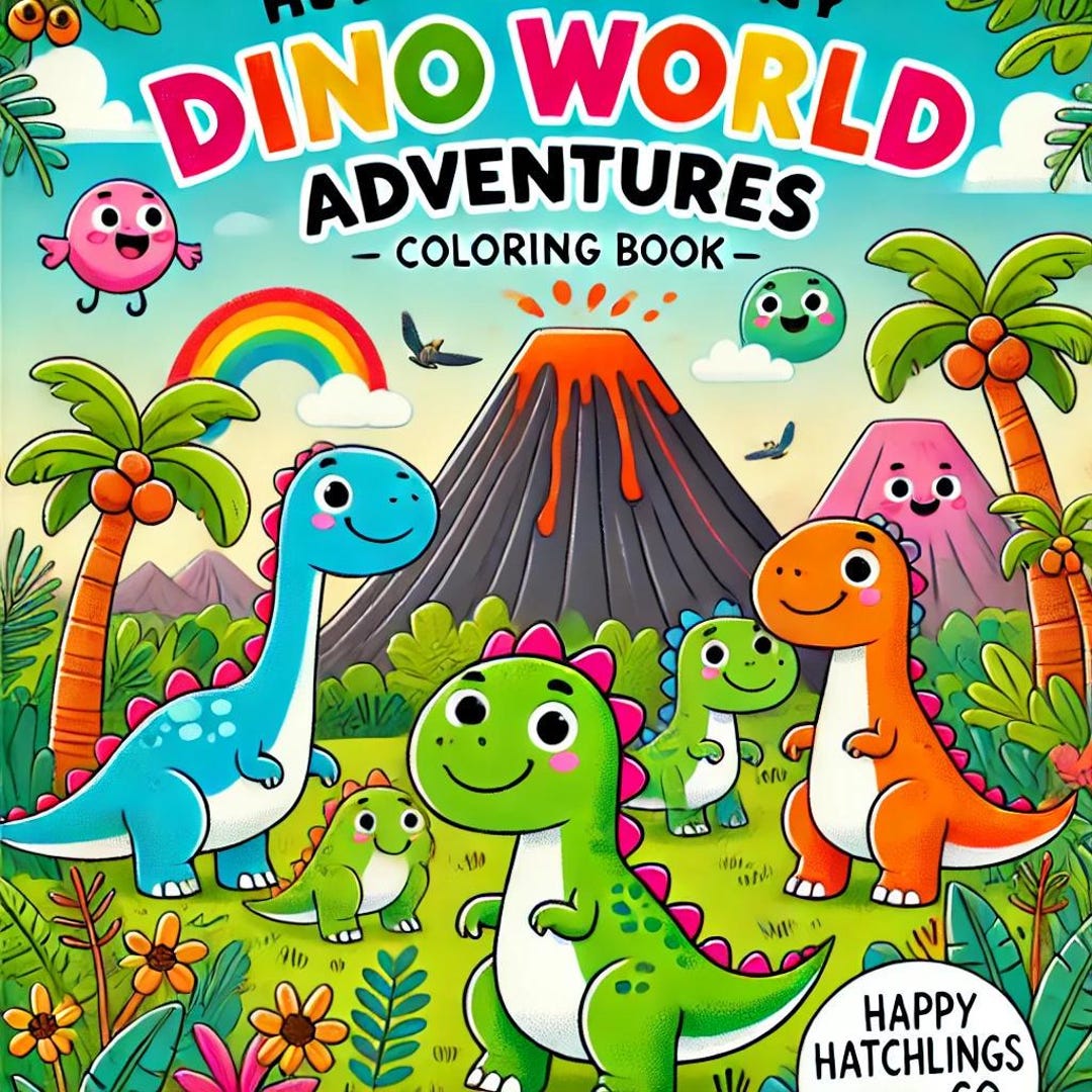 Dino World Adventures Coloring Book – 30+ Page Printable Dinosaur ...