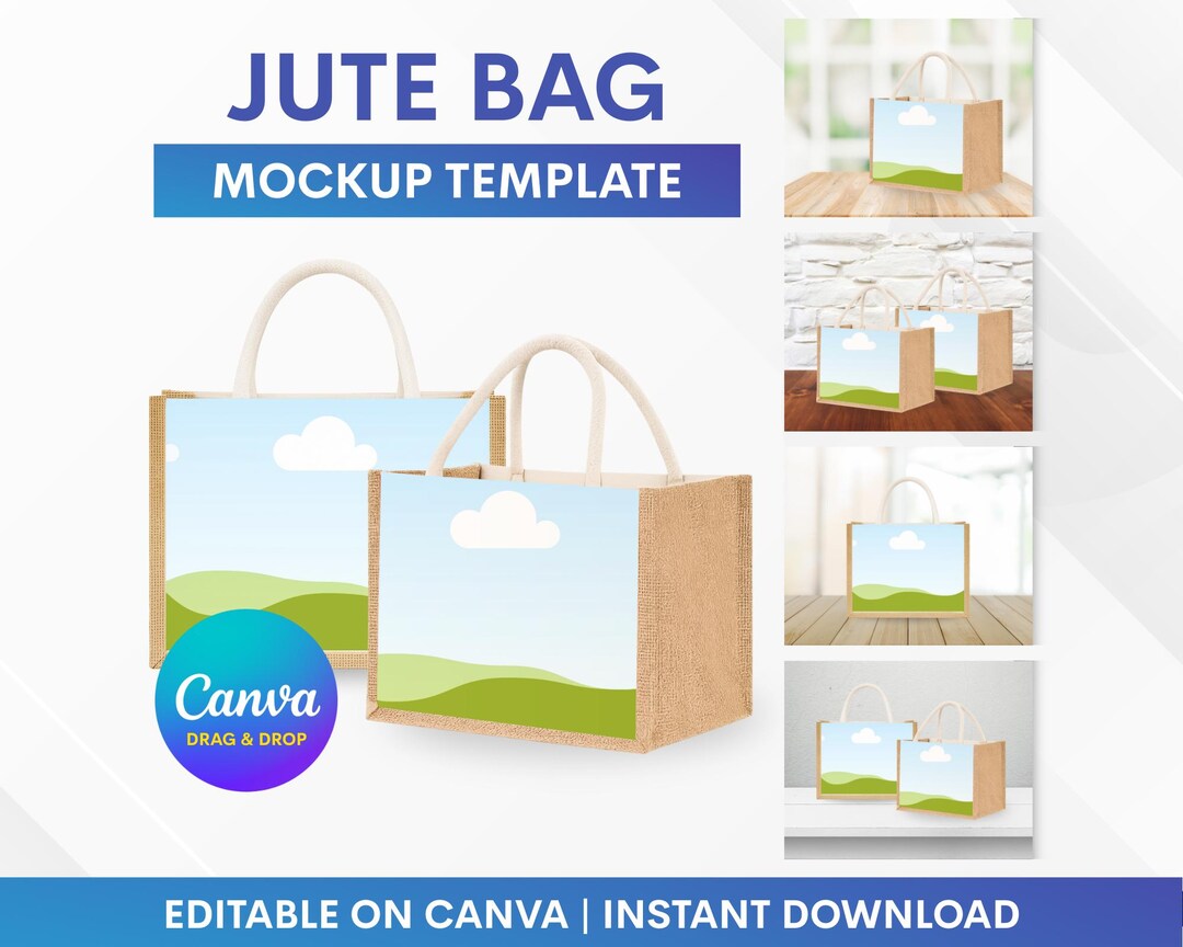 Jute Bag Mockup, Jute Tote Bag Canva Mockup, Jute Tote Bag Mockup ...