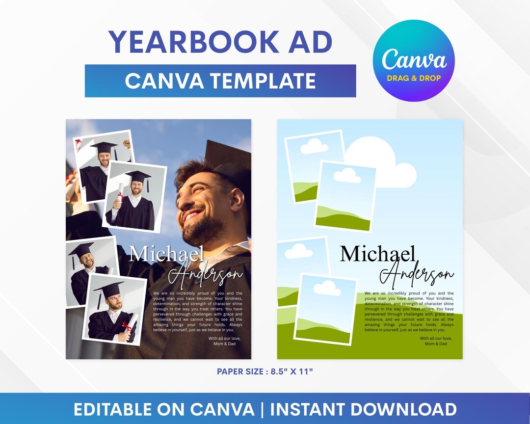 Yearbook Ad Canva Template, Yearbook Frame Canva, Yearbook Photo Frame ...